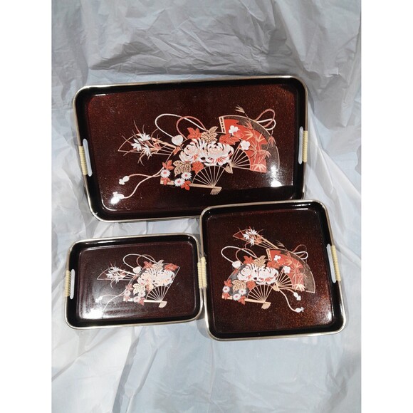 Accents | Vintage Japanese Laquered Tray Set | Poshmark